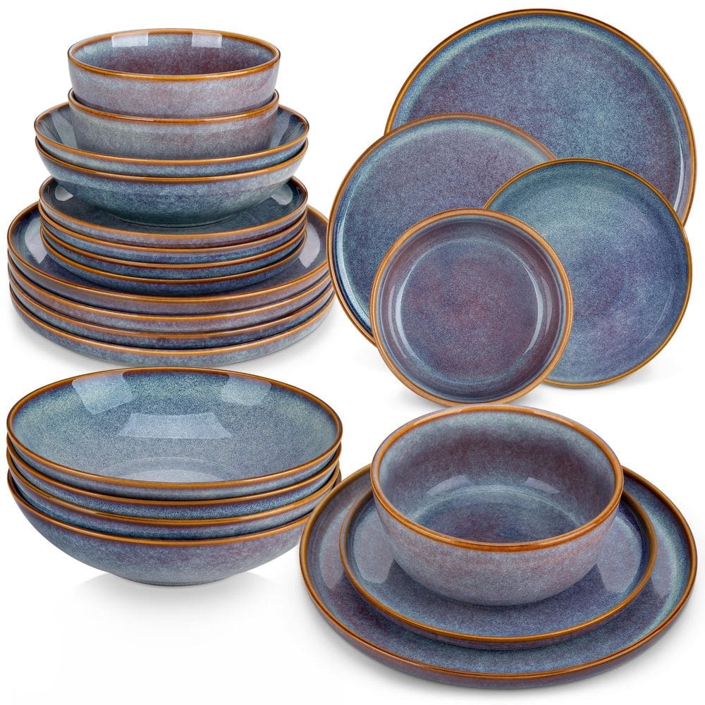 vancasso 24-Piece Bluish Grey Stoneware Dinnerware Set Service for 6 ...