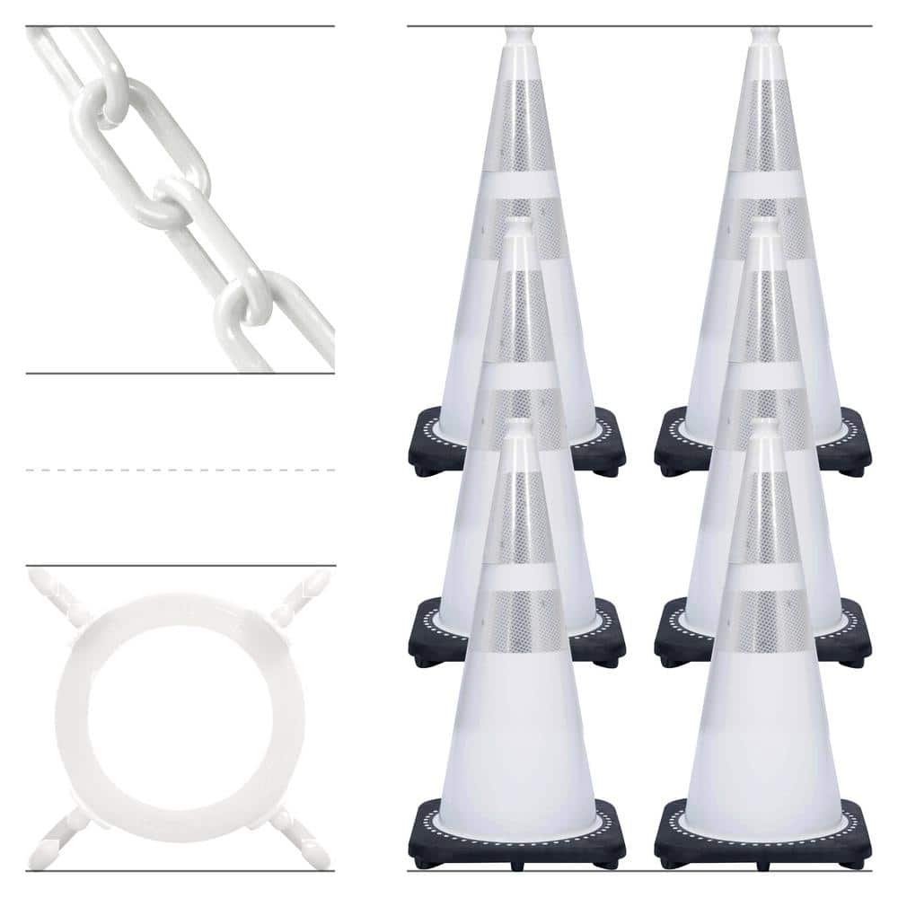 Mr. Chain 28 in. White Reflective Traffic Cone and Chain Kit 93271-6 ...