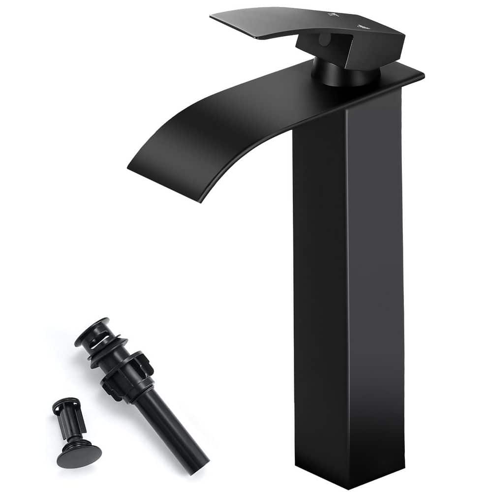 AKLFGN Single Handle Waterfall Vessel Sink Faucet with Pop-Up Drain in ...