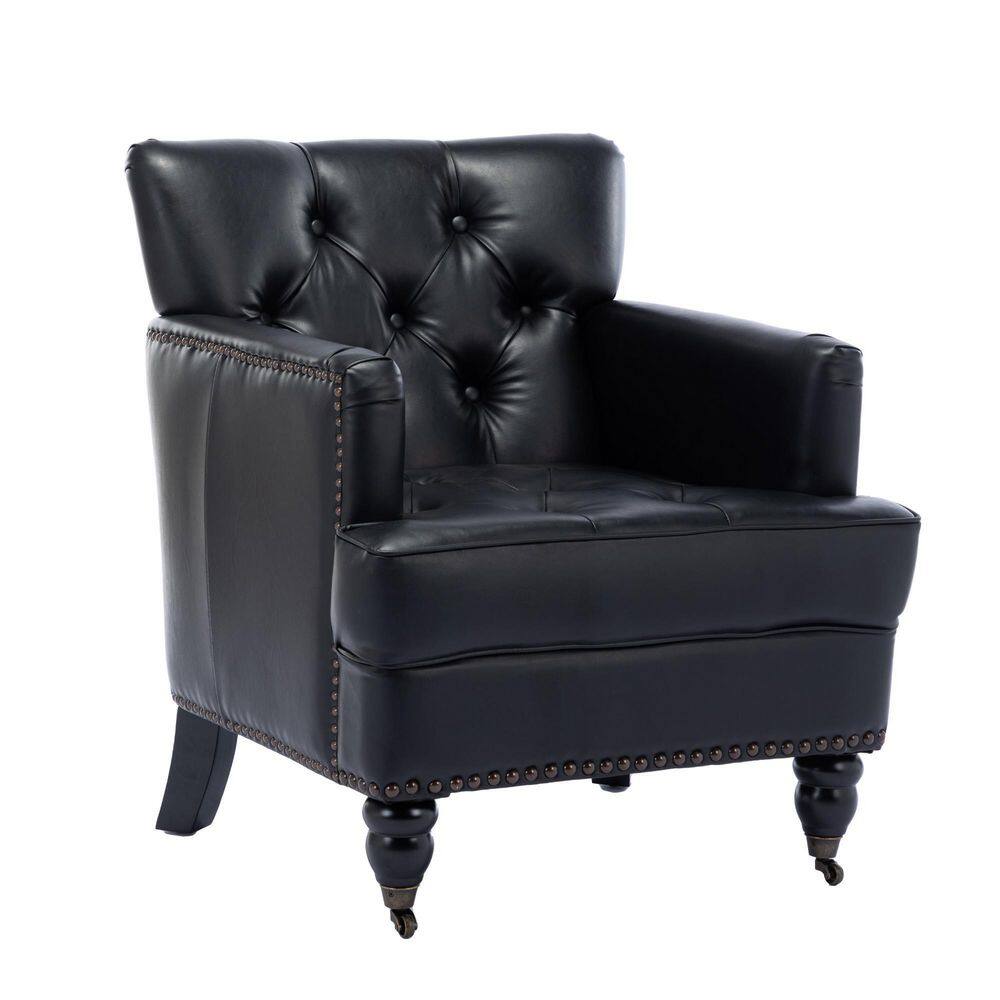 URTR Modern Style Black Faux Leather Accent Chair Club Chair Arm Chair ...