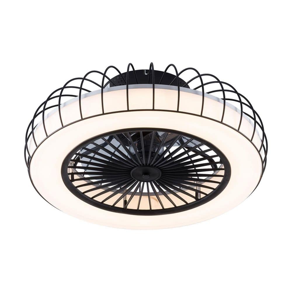 OUKANING 20 in. Integrated LED Modern Style Indoor Black Ceiling Fan ...