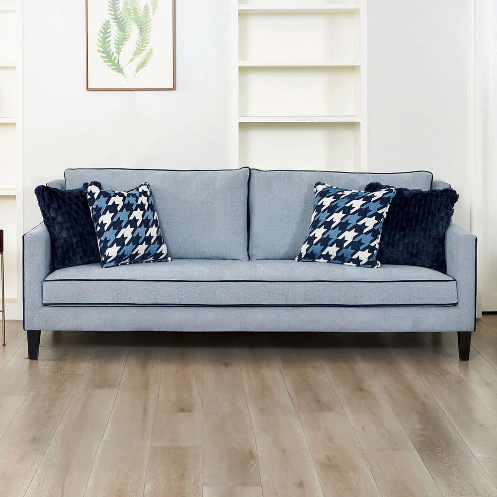 Furniture of America Doreen 85.5 in. Square Arm Fabric Rectangle Reversible Back Pillows and ...