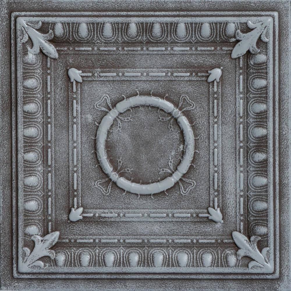A La Maison Ceilings Romanesque Moss Gray 1.6 ft. x 1.6 ft. Decorative ...