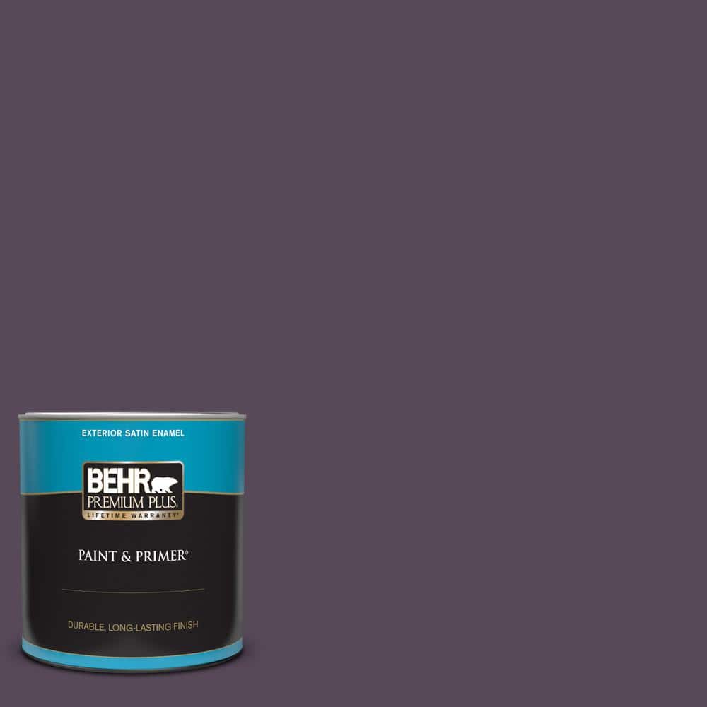 BEHR PREMIUM PLUS 1 qt. #M100-7 Deep Merlot Satin Enamel Exterior Paint ...