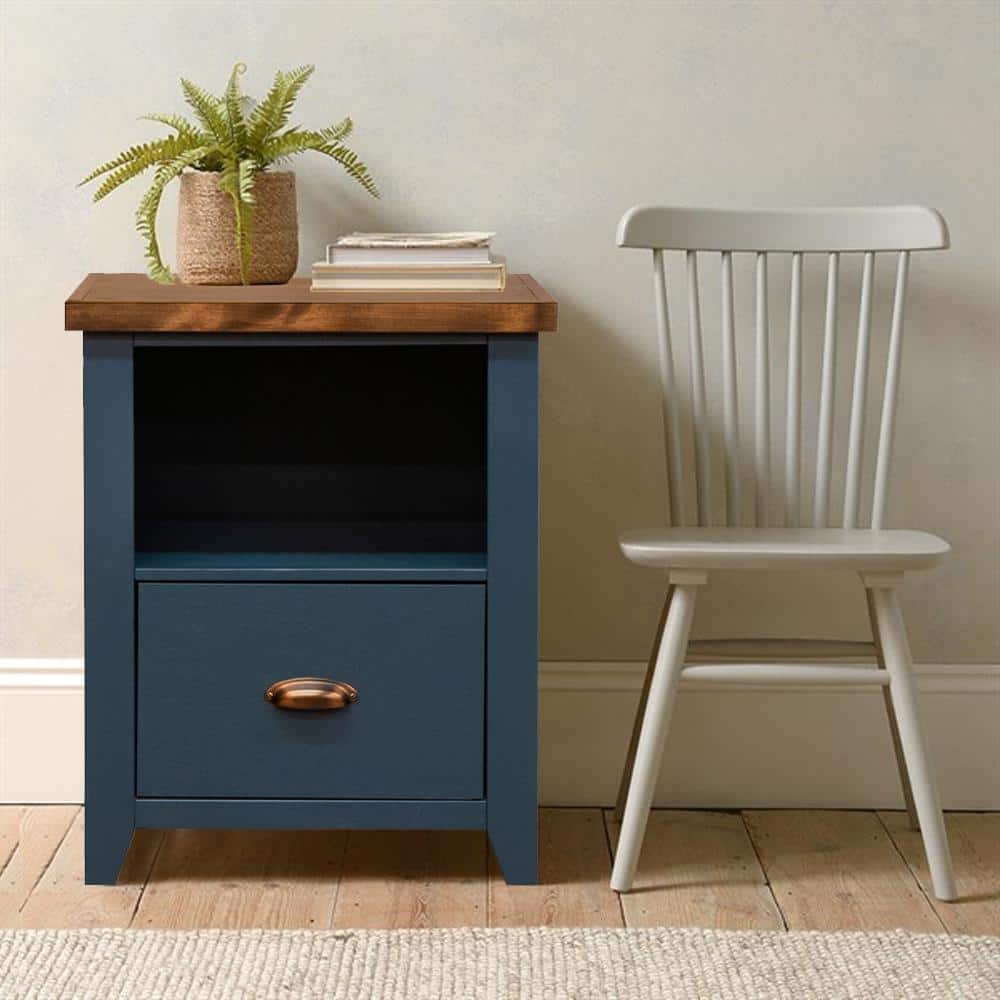 Bridgevine Home Nantucket 21 in. Fully Assembled Blue Denim/Whiskey ...