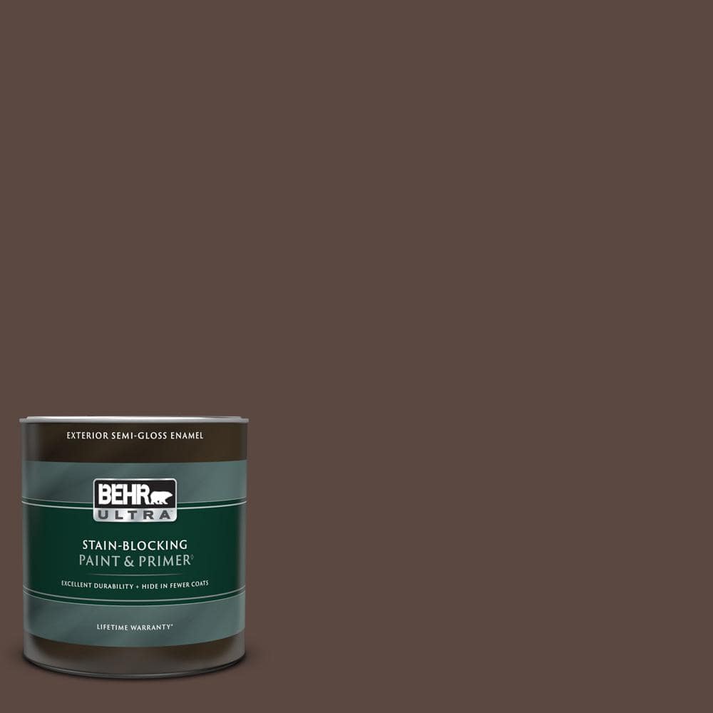 BEHR ULTRA 1 qt. #N170-7 Baronial Brown Semi-Gloss Enamel Exterior ...