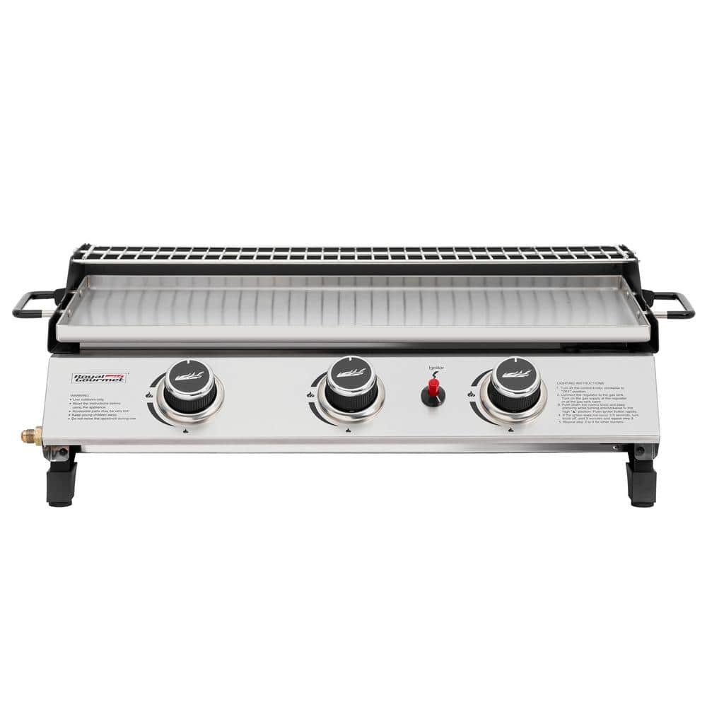 Royal Gourmet 24 in. Portable 3-Burner Tabletop Griddle with Warming ...