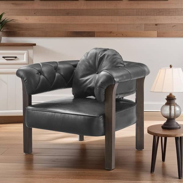 Art Leon Top Leather Black Arm Chair SF061-1-BK-L - The Home Depot