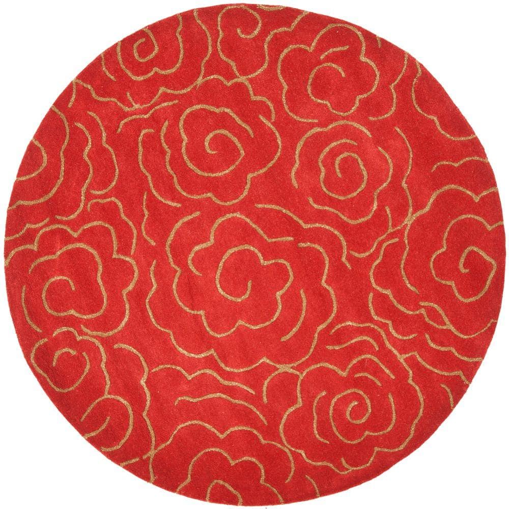 SAFAVIEH Soho Red 6 ft. x 6 ft. Round Floral Area Rug SOH812A-6R - The ...