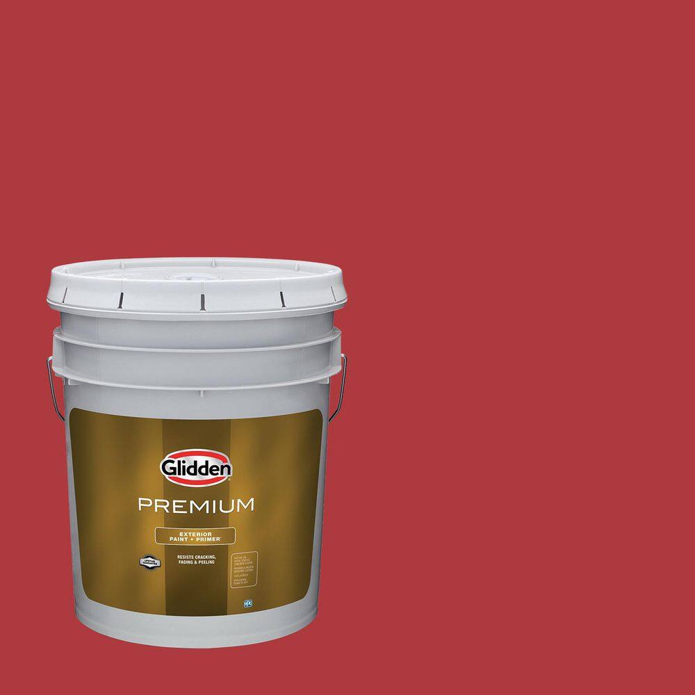 Glidden Premium 5 gal. PPG1187-7 Red Gumball Flat Exterior Latex Paint ...