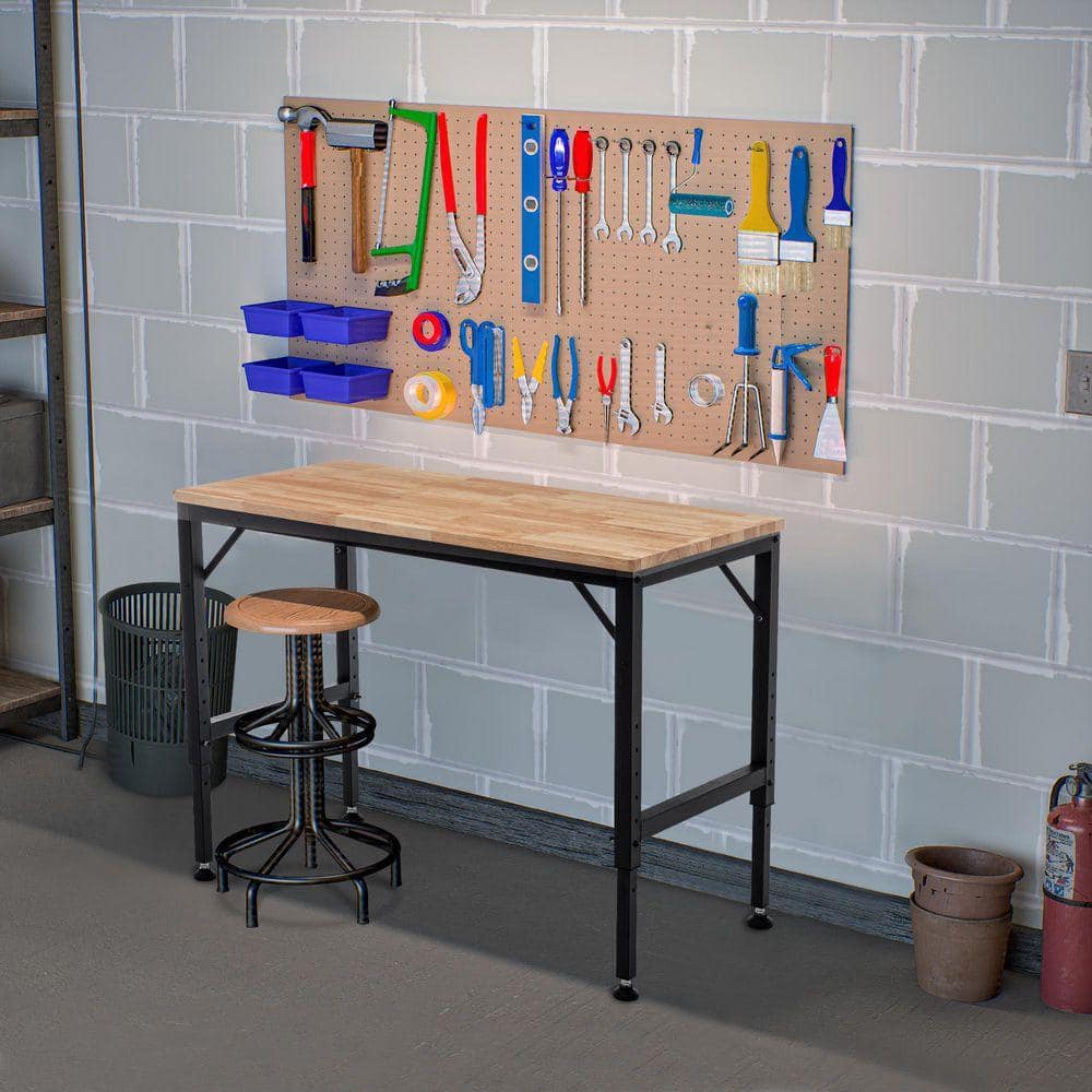 48 in. W Workbenches for Garage-Adjustable Height, Workshop Tool Bench ...