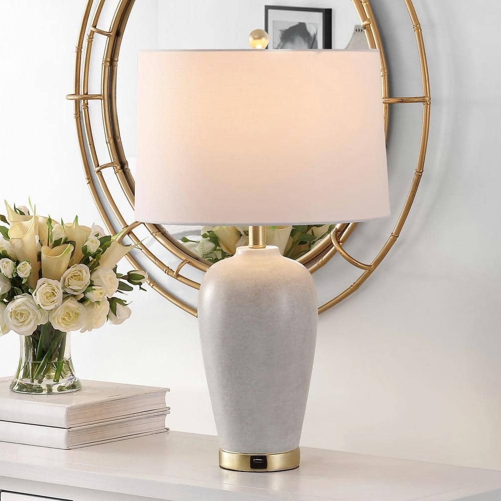 SAFAVIEH Kline 26 in. Grey Table Lamp with USB Port TBL4408A - The Home ...