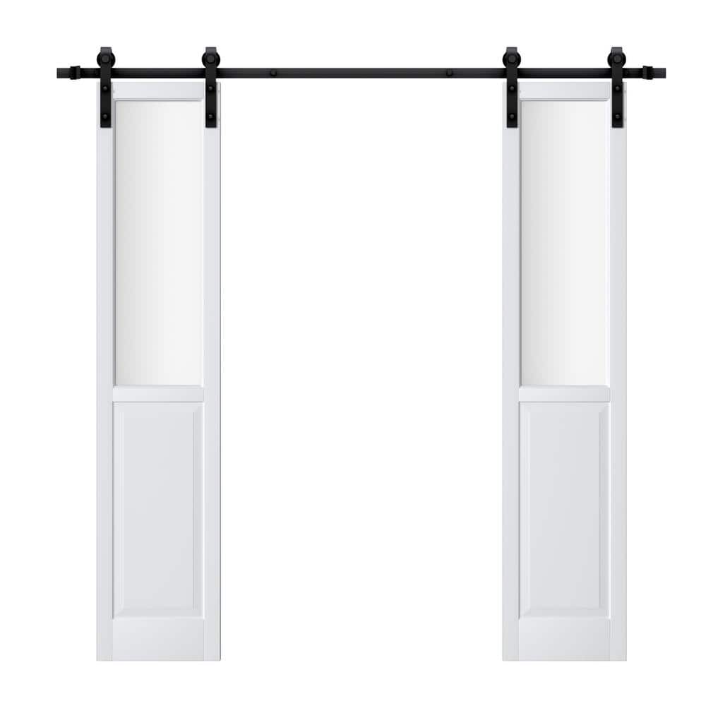 ARK DESIGN 36 in. x 84 in. Half Lite Tempered Frosted Glass White ...