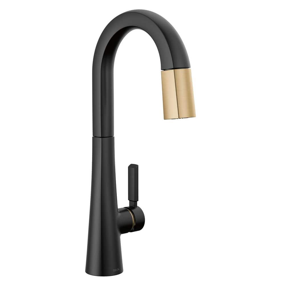 Delta Monrovia Single Handle Bar Faucet in Matte Black / Champagne ...