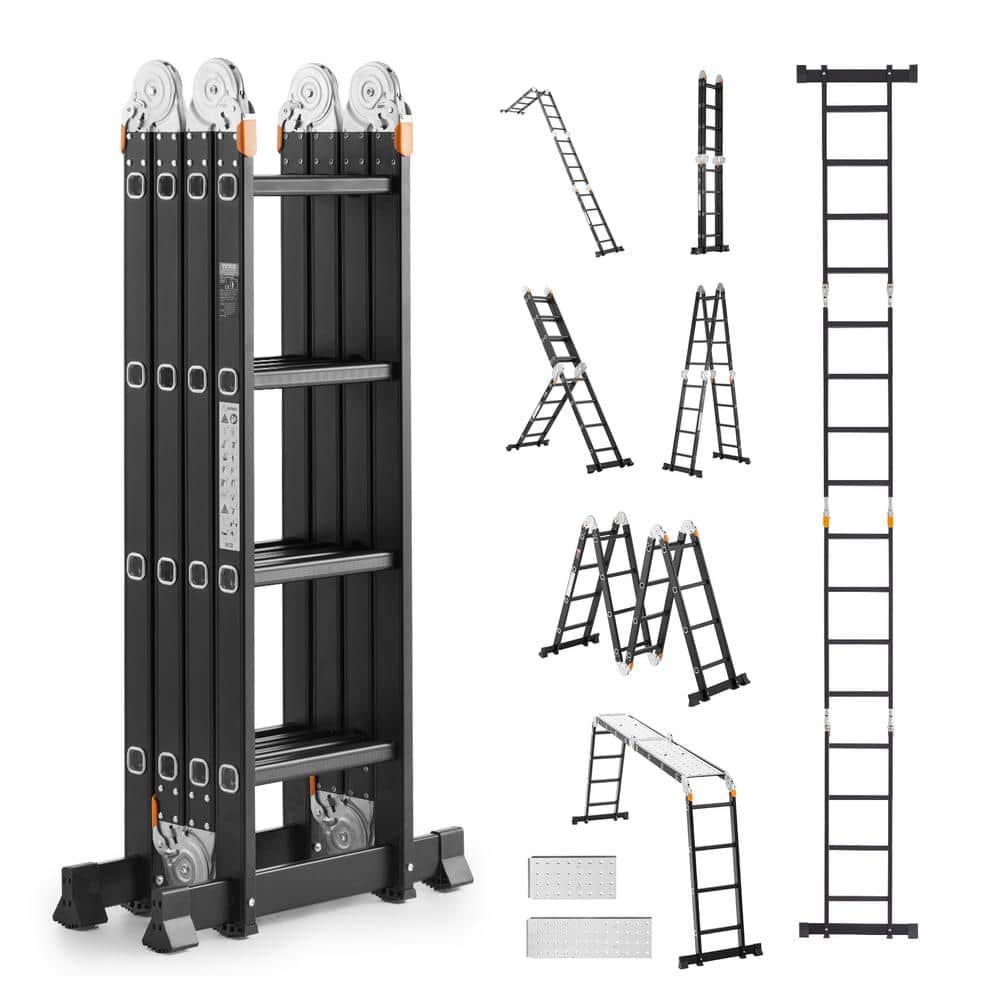 VEVOR Folding Ladder Tall Extension Step Ladder a Frame 4-Step with ...