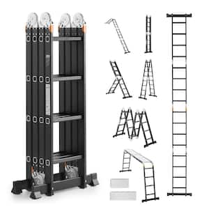 WRIGHTMASTER 12.5 ft. Reach Aluminum Telescoping Multi-Position Ladder ...