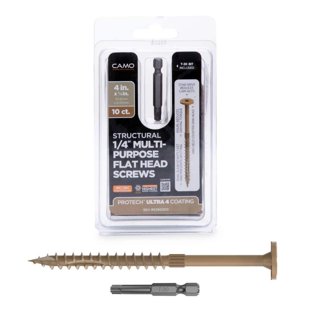 CAMO 1/4 in. x 4 in. Star Drive Flat Head Multi-Purpose Structural Wood ...