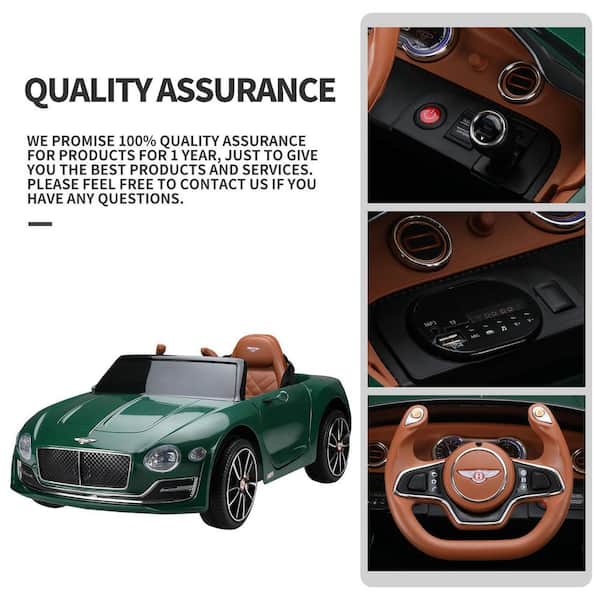 Buy 12-Volt Kids Electric Car with Remote Control Licensed Bentley Ride On Toy Car in Green ...