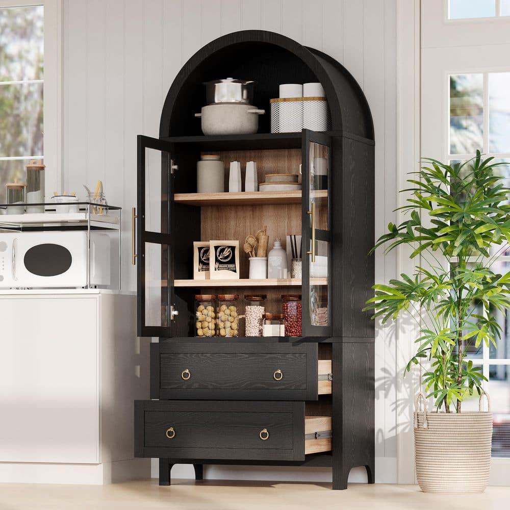Spruce & Spring Lior Black 71.2 in. H Storage Cabinet with 2 Large ...