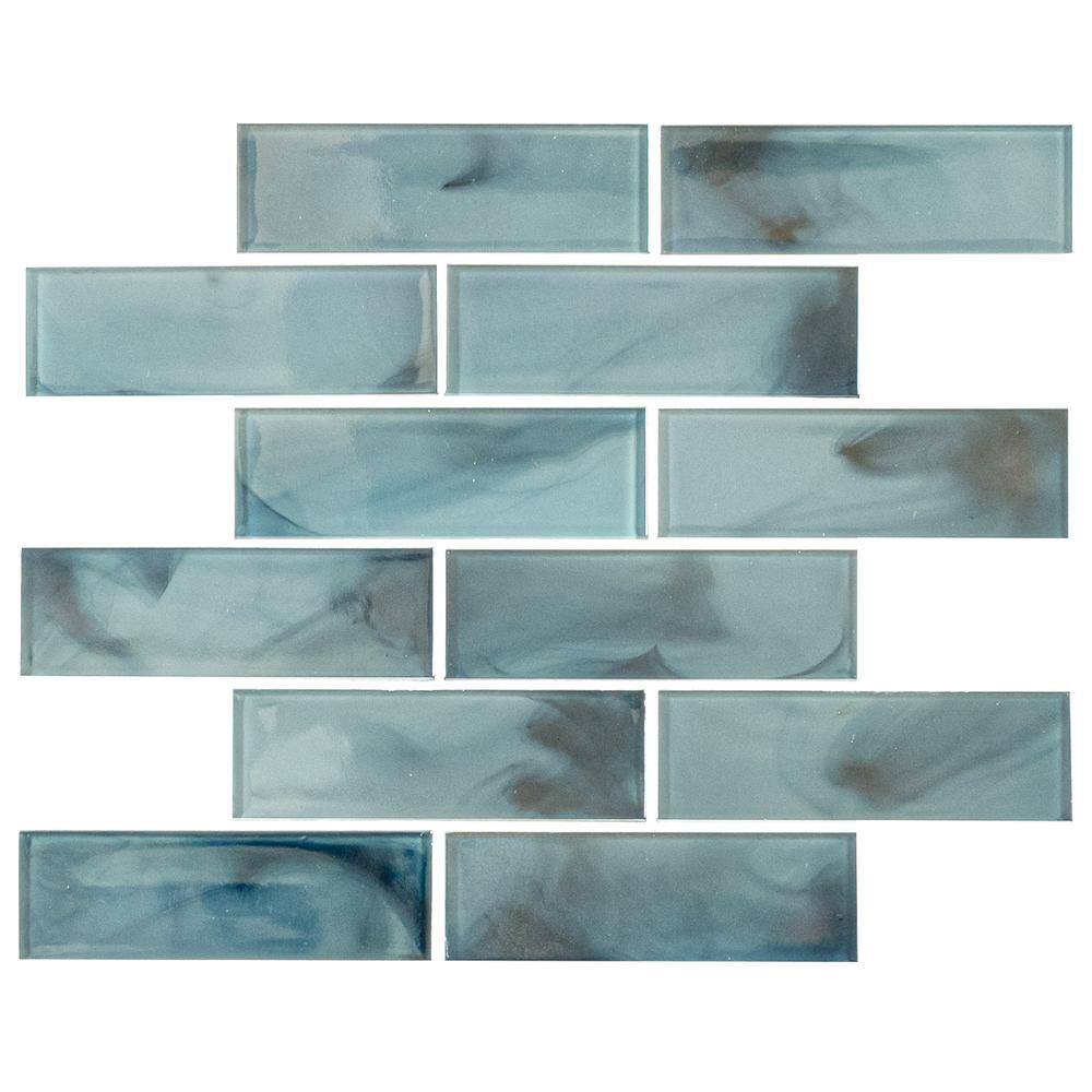 MSI Take Home Tile Sample - Blue Shimmer Subway 6 in. x 6 in. x 6 mm ...