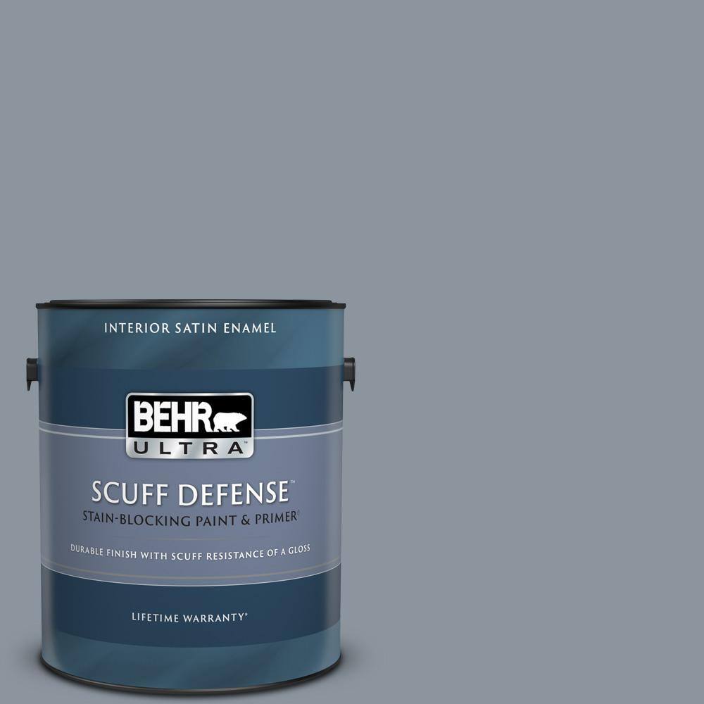 BEHR ULTRA 1 gal. #PPF-28 Blue Dusk Extra Durable Satin Enamel Interior ...