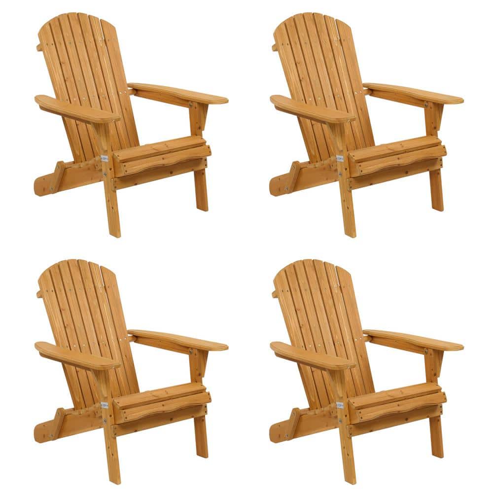 Karl home Natural Stained Folding Wood Adirondack Chair (4-Pack ...