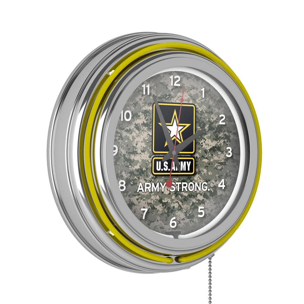 United States Army Yellow Digital Camo Lighted Analog Neon Clock ...