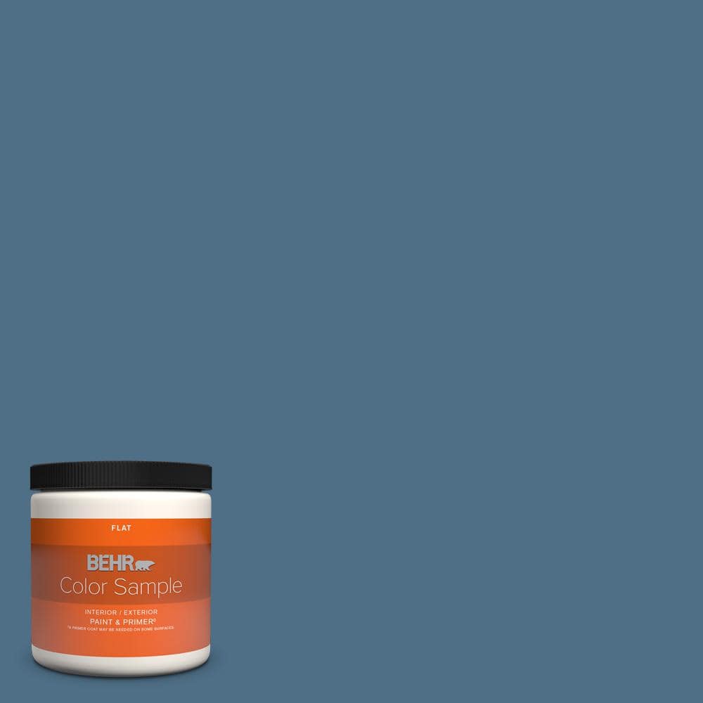 BEHR PREMIUM PLUS 8 oz. #S500-6 Shipyard Flat Interior/Exterior Paint ...