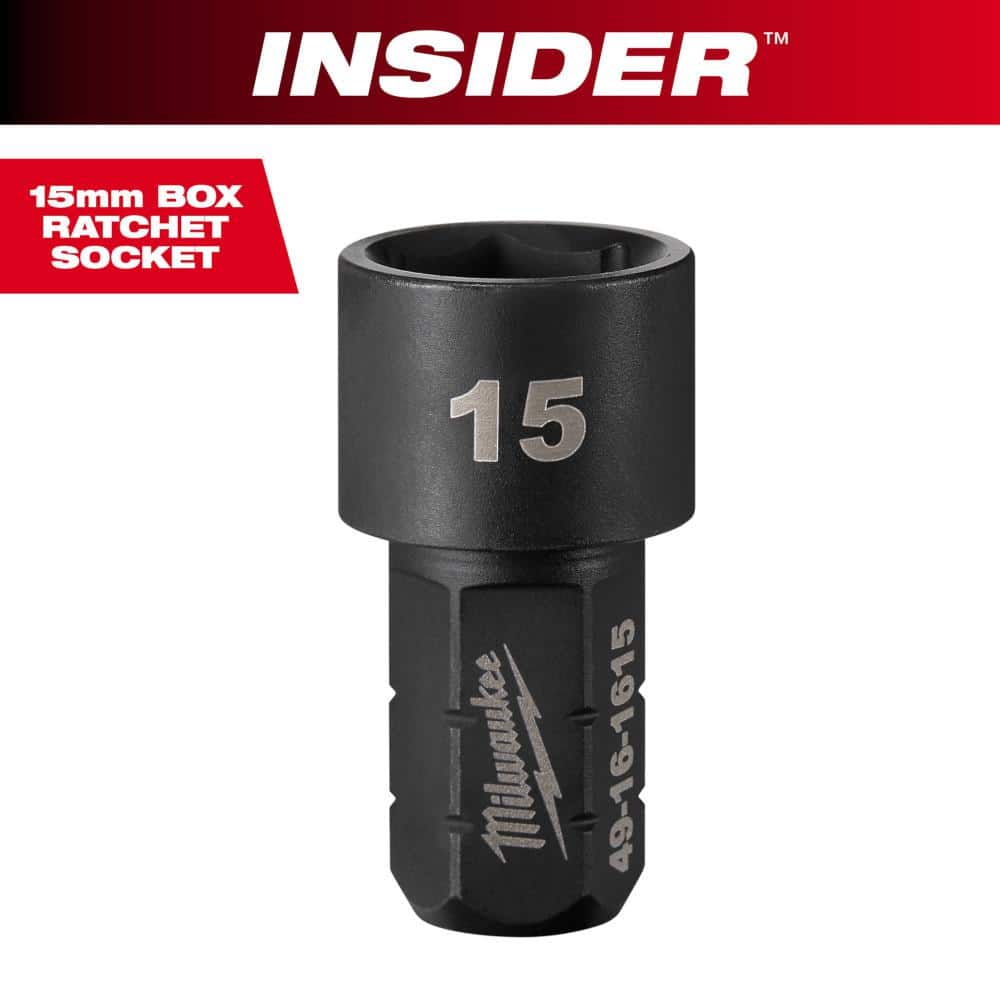 Milwaukee INSIDER Box Ratchet Impact Socket 6 Point 15 mm 49-16-1615 ...