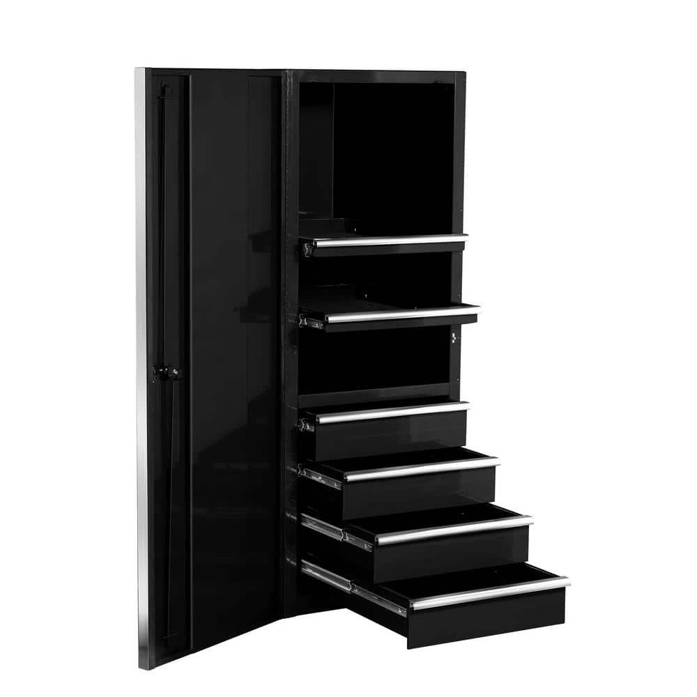 Extreme Tools EXQ 24 in. 4-Drawer 2-Shelf Black Professional Side Tool ...