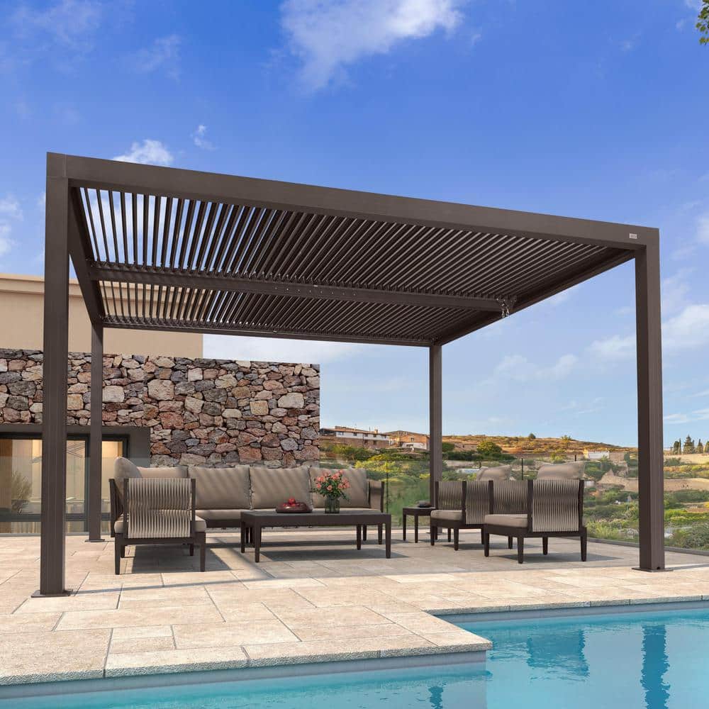 PURPLE LEAF 11 ft. x 13 ft. Bronze Aluminum Frame Patio Hardtop ...