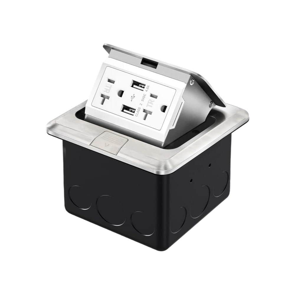 Lukyamzn Stainless Steel 20A Tamper-Resistant Recessed Floor Electrical ...