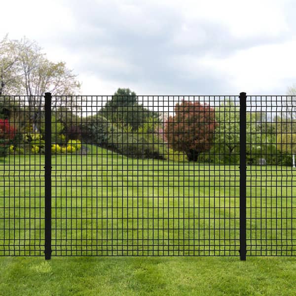 FORGERIGHT 5 ft. H x 6 ft. W Deco Grid Black Steel Fence Panel 868004 ...