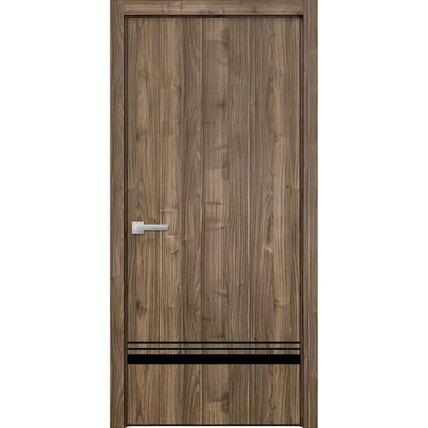 Sartodoors 0010 18 in. x 80 in. Right-Hand/Inswing Solid Walnut Wood ...