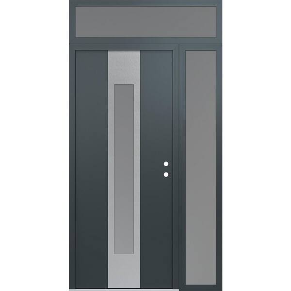 Tessari Doors A1 48 in. x 96 in. Silver P Left-Hand/Inswing Frosted ...