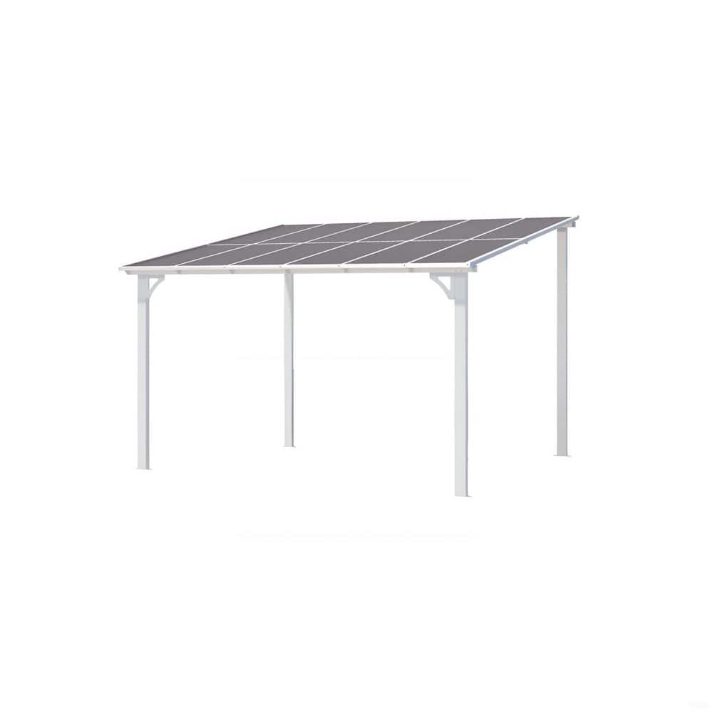 Clihome 12 ft. x 12 ft. White Aluminum Sloped Roof Outdoor Hardtop ...