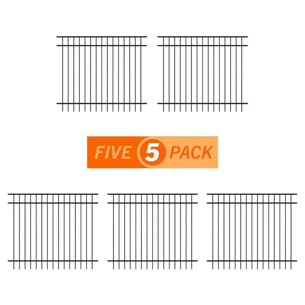 FORGERIGHT Vinings 5 ft. H x 6 ft. W Black Aluminum Pre-Assembled Fence ...