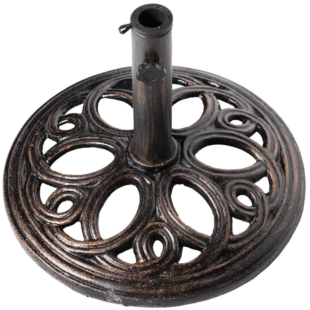 Gardenised 24 lbs. Round Decorative Cast Iron Patio Umbrella Base in ...