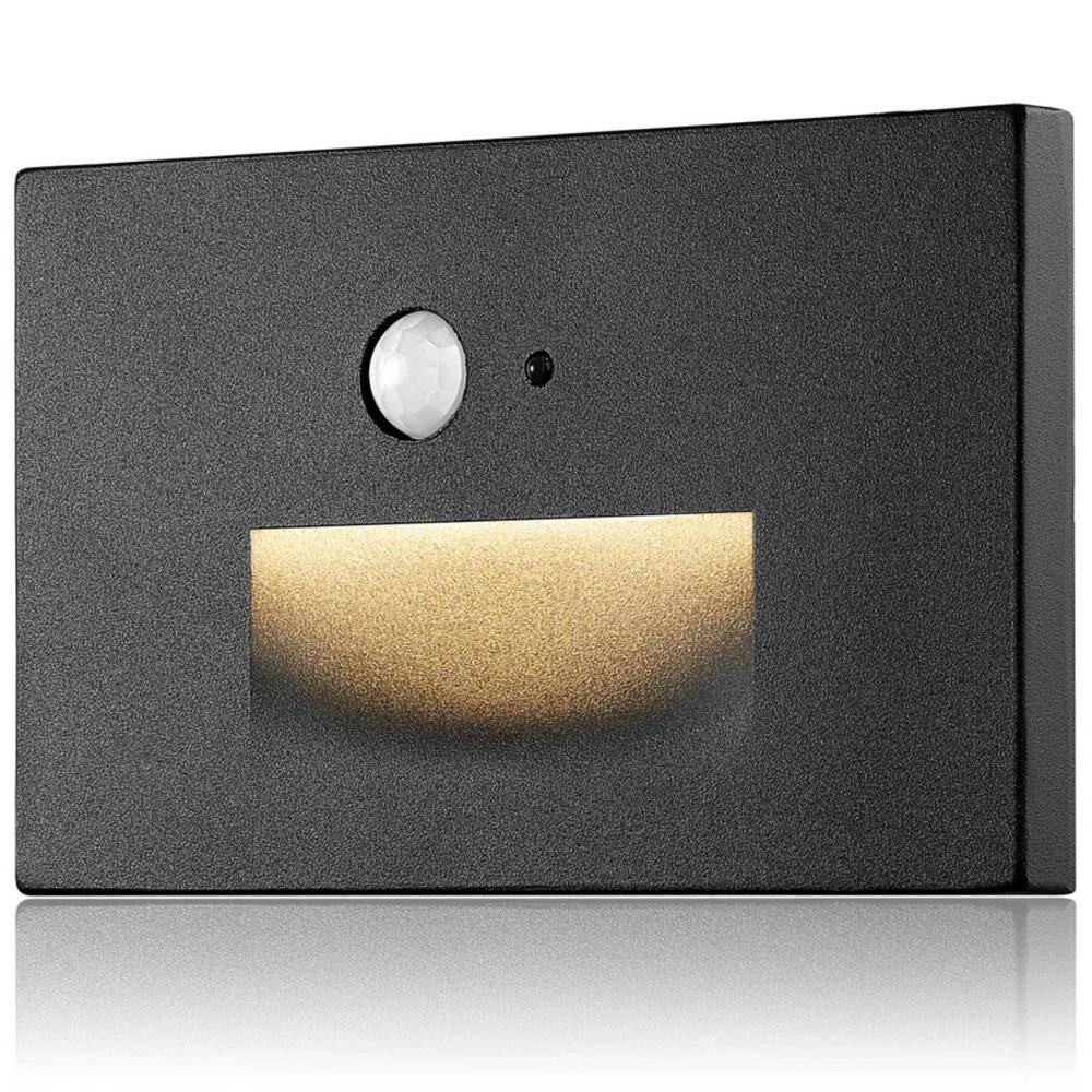 Lightania Hardwired Black Motion Sensing 4 in. LED Stair Light with 100 ...