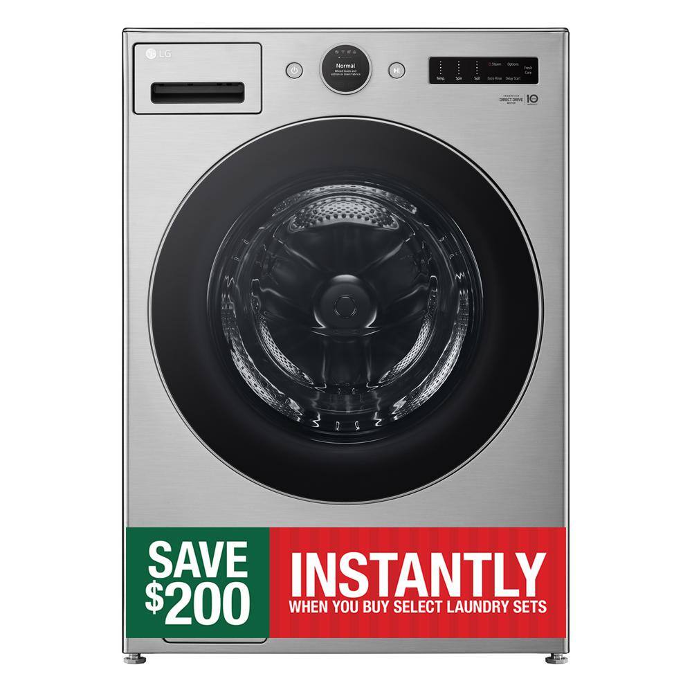 LG 4.5 cu. ft. Stackable Smart Front Load Washer in Graphite Steel with ...