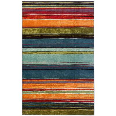 Mohawk Home Rainbow Multi 7 ft. 6 in. x 10 ft. Striped Area Rug 3-Piece ...