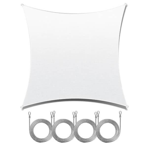 AMGO 10 ft. x 10 ft. Square Sun Shade Sail with Rope-White AR-TAPS10-15 ...