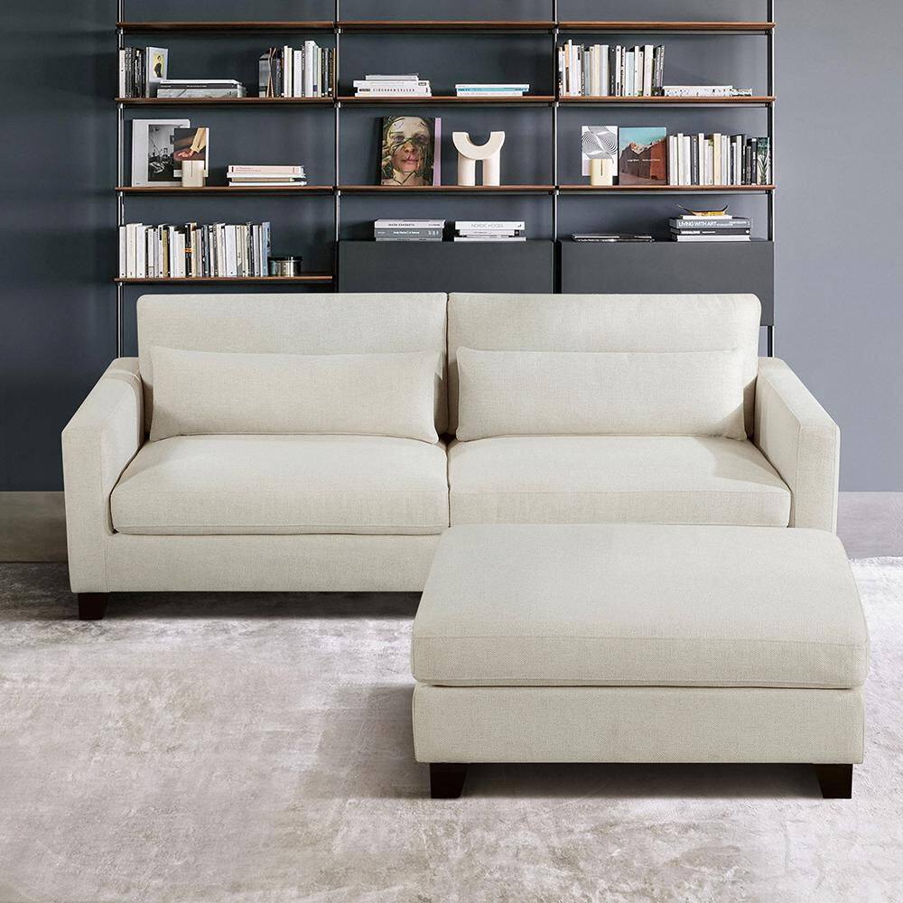 Lazzara Hancock 88.5 in. Straight Arm 2-Piece Textured Fabric Sectional ...