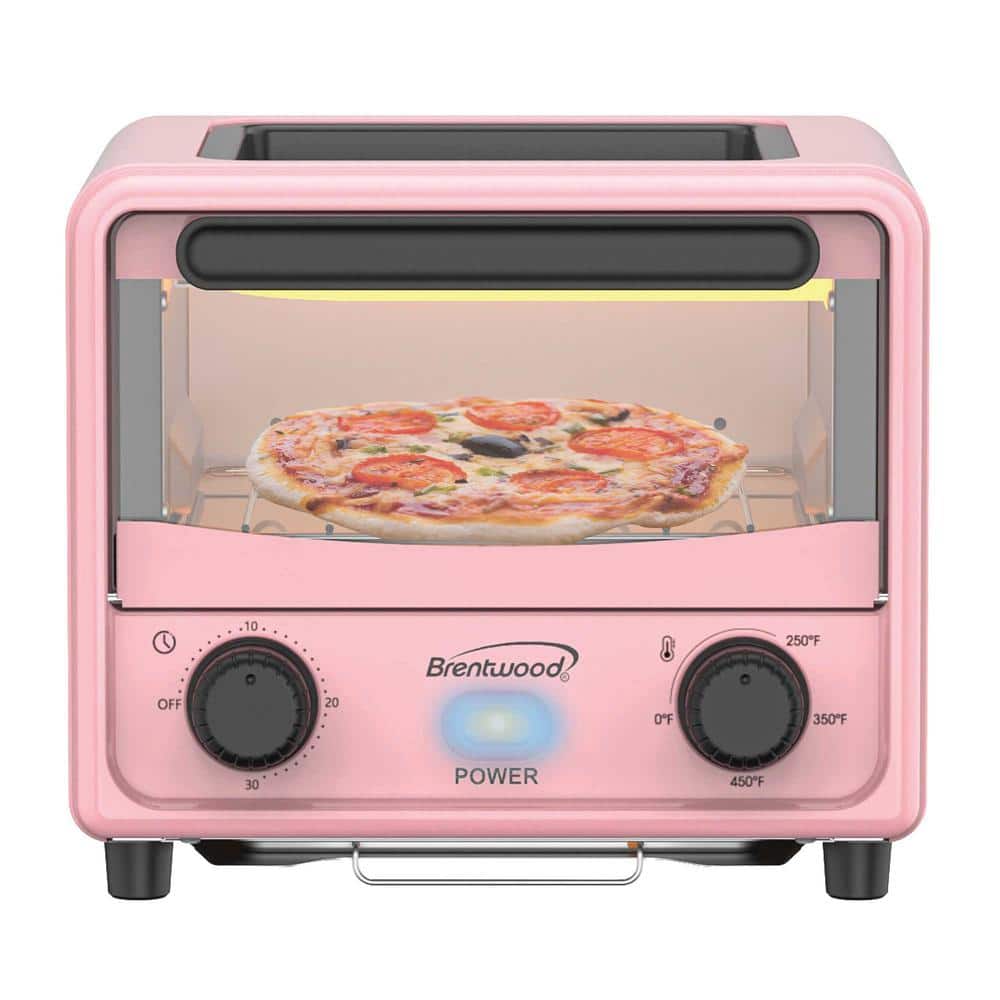 Brentwood 500-Watt Pink Stainless Steel Mini Toaster Oven TS-3430PK ...