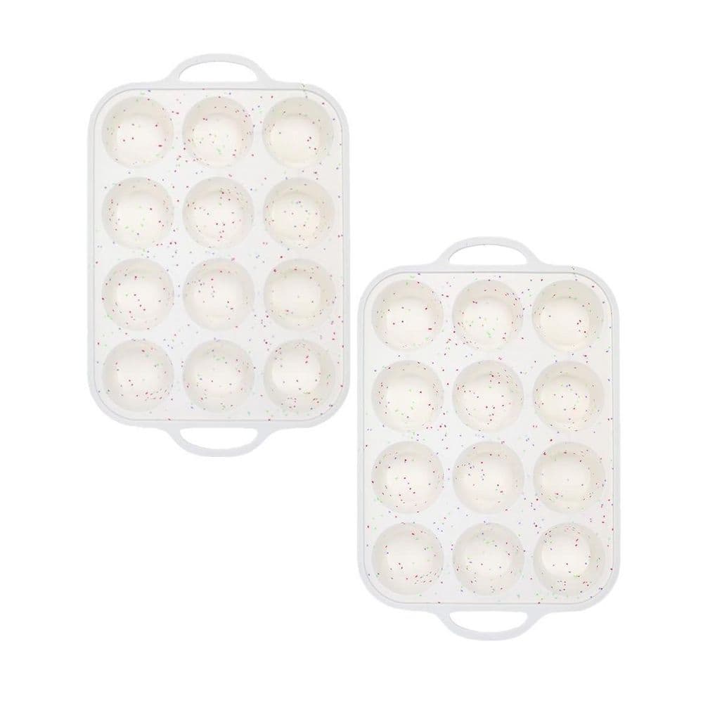 Wudkey 2 Pack Mini Muffin Pan, 12 Cups Silicone Molds with Metal ...