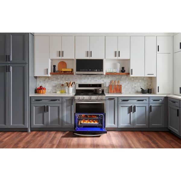 LG 30 in. 6.9 cu. ft. 5 Burners Smart Wi-Fi Freestanding Double Oven ...