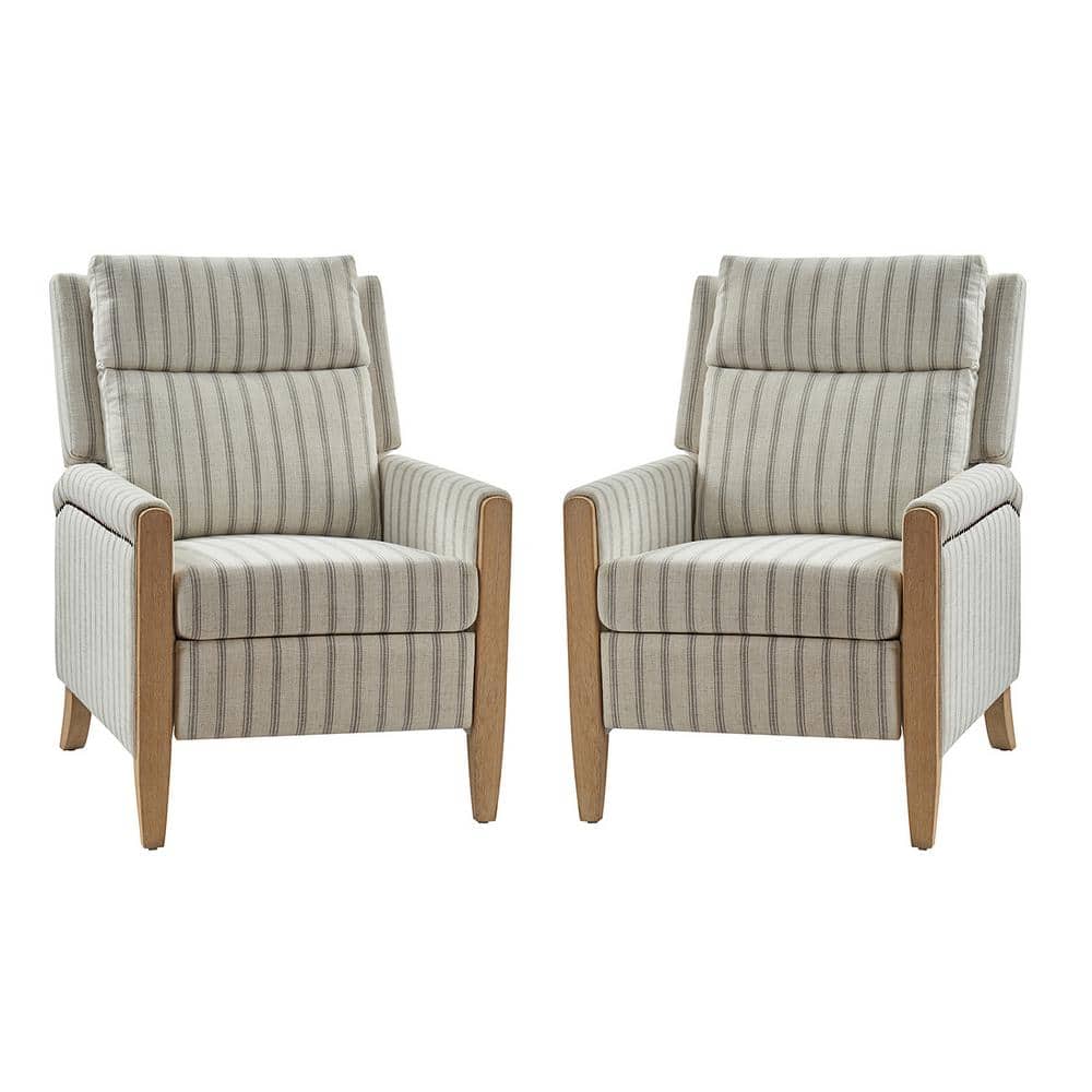 JAYDEN CREATION Ugo Stripe Polyester Push Back Manual Recliner with ...