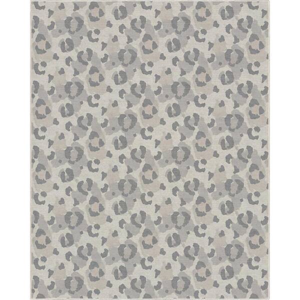 Well Woven Gray Brown 9 ft. 10 in. x 13 ft. Animal Prints Leopard ...
