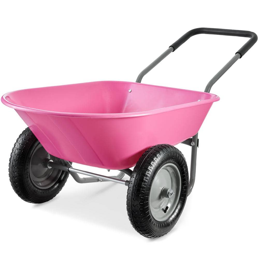 Best Choice Products 5 cu. ft. Pink Plastic Wheelbarrow with Padded ...