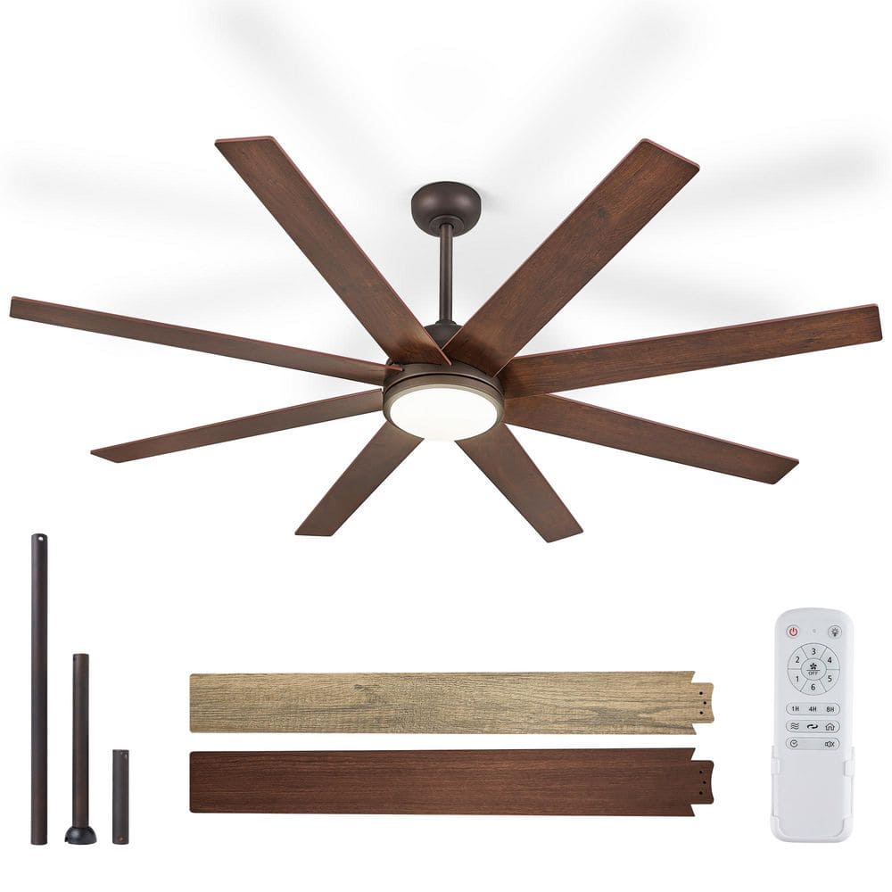 MOKSILED 65 in. Indoor/Outdoor Bronze Downrod/Angled Mount Ceiling Fan ...